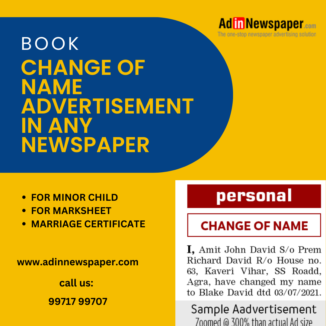 Benefits of Publishing Name Change Advertisement for Any Newspaper ...