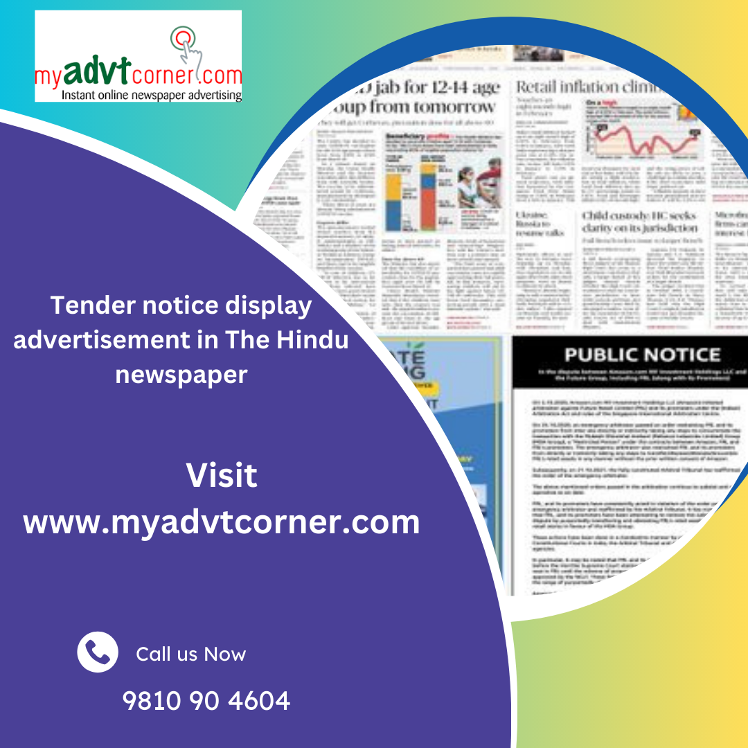 Why Book Tender Notice Display Advertisement for The Hindu Newspaper ...